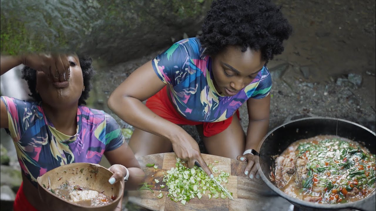 Outdoor Cooking Okra Soup with Fufu | Jamaican Tries African Food ...